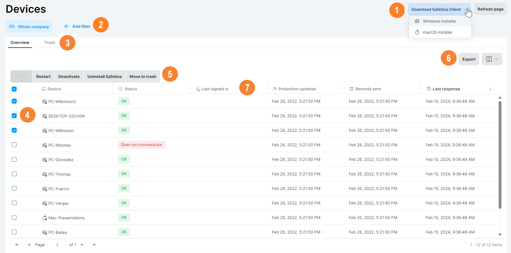 Devices: Manage devices with Safetica Client